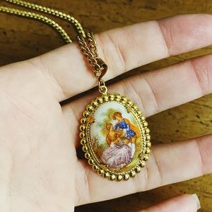 Vintage | Jewelry | Vintage Victorian Scene Pendant Necklace | Poshmark
